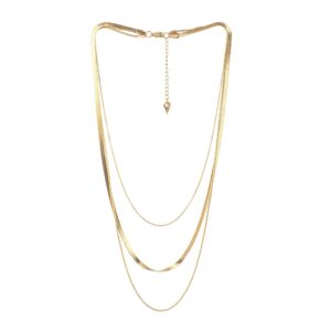 léwind herringbone chain layered necklace,18k gold plated snake chain long choker necklace dainty chain necklaces for women gold jewelry gifts