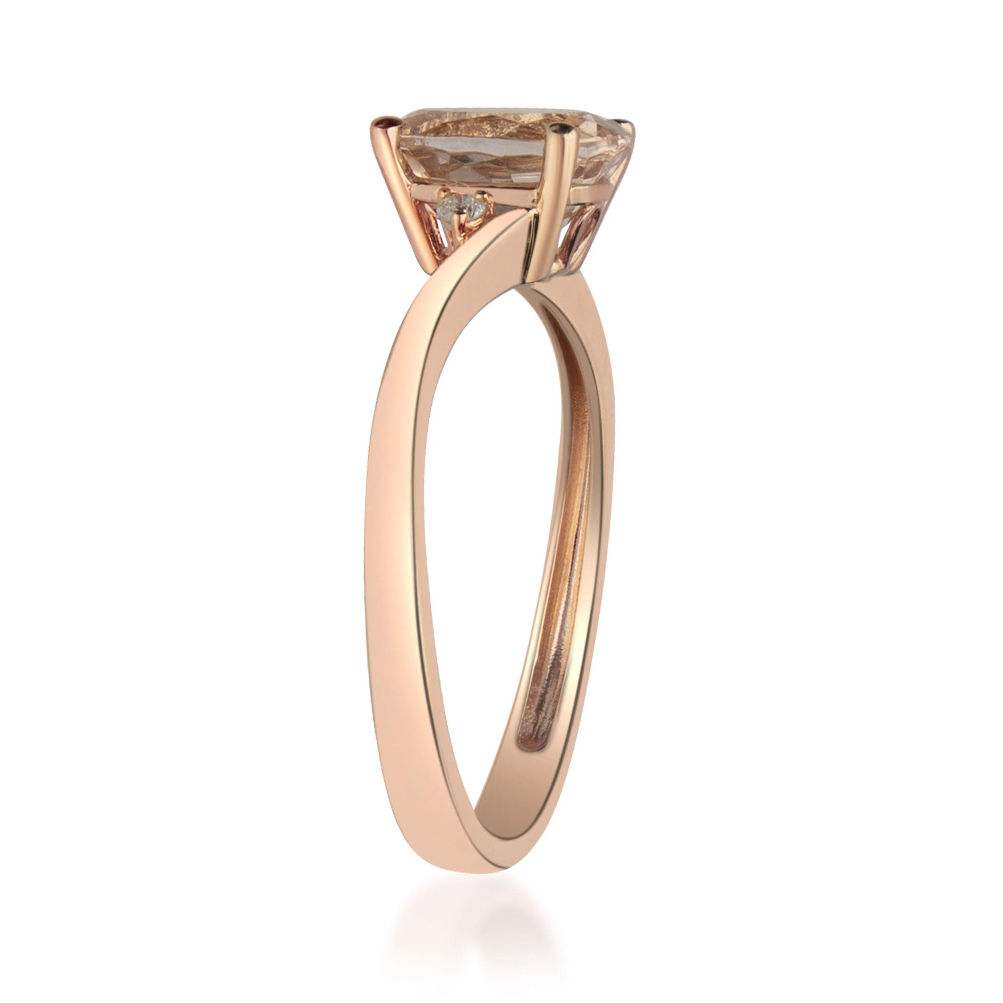 Gin & Grace 14K Rose Gold Genuine Morganite Ring with Diamonds for women | Ethically, authentically & organically sourced (Oval-cut) shaped Morganite hand-crafted jewelry for her |