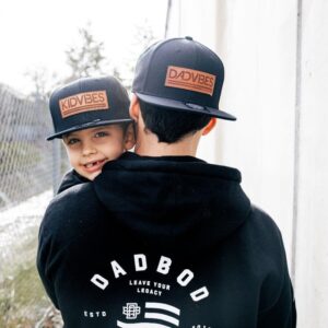 DadBod Apparel DB DadVibes Dad Hat (Black) Snapback Baseball Cap Mens Leather Patch Happy Trucker Hats for Girl Dads