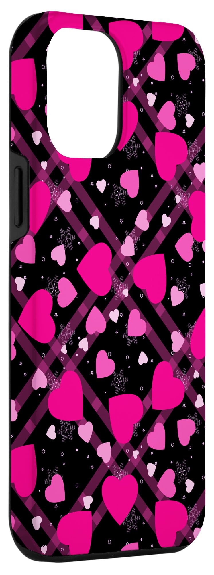 iPhone 12 Pro Max Valentines Day Hearts Love Pattern With Pink Plaid Case