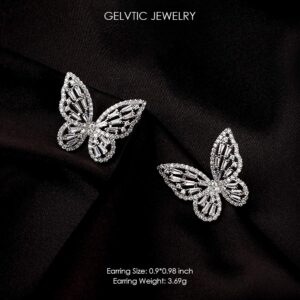 GELVTIC Silver Butterfly Earrings for Women, Silver Stud Earrings for Teen Girls,Hypoallergenic Earrings for Gift (95-Silver)