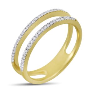 Belantina 1/6 Carat Diamond Double Row Band Ring for Women in 14k Yellow Gold (H-I, I1-I2, cttw) Size 7