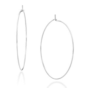 miabella 925 sterling silver or 18kt yellow gold over silver super thin threader wire hoop earrings for women made in italy (sterling silver, 50mm)