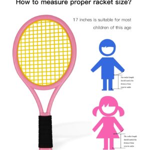 Tennis Racket Set for Children,17 Inch Racquet with 3 Soft Balls,1 Tennis Ball and 4 Badminton Balls for Toddler Indoor/Outdoor Sports