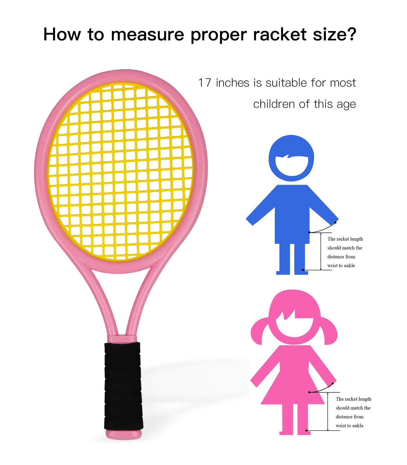 Tennis Racket Set for Children,17 Inch Racquet with 3 Soft Balls,1 Tennis Ball and 4 Badminton Balls for Toddler Indoor/Outdoor Sports