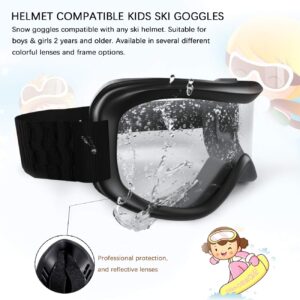 MAXJULI Kids Ski Goggles - Helmet Compatible Snow Goggles for Baby &Toddler with 100% UV Protection Age 0-4 (White/Clear)