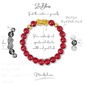 ZenBless Jade Bracelet Feng Shui Bracelet for Women 18k Gold Plated Pixiu Bracelet Yoga Mala Beads Good Luck Friendship Bracelets for Women