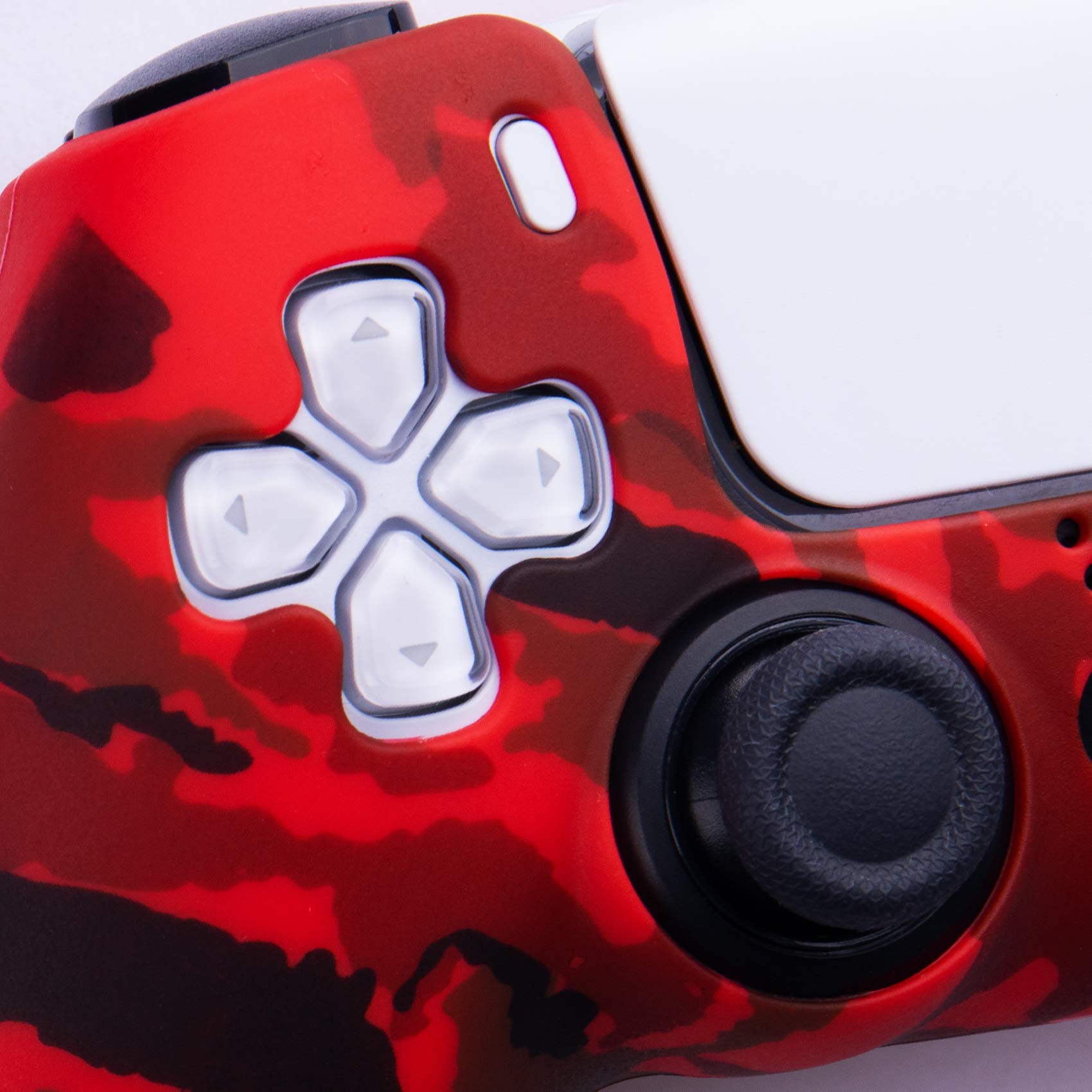 9CDeer 2 Pieces of Silicone Transfer Print Protective Cover Skin +10 Thumb Grips for PS5 Controller paint Red & Blue