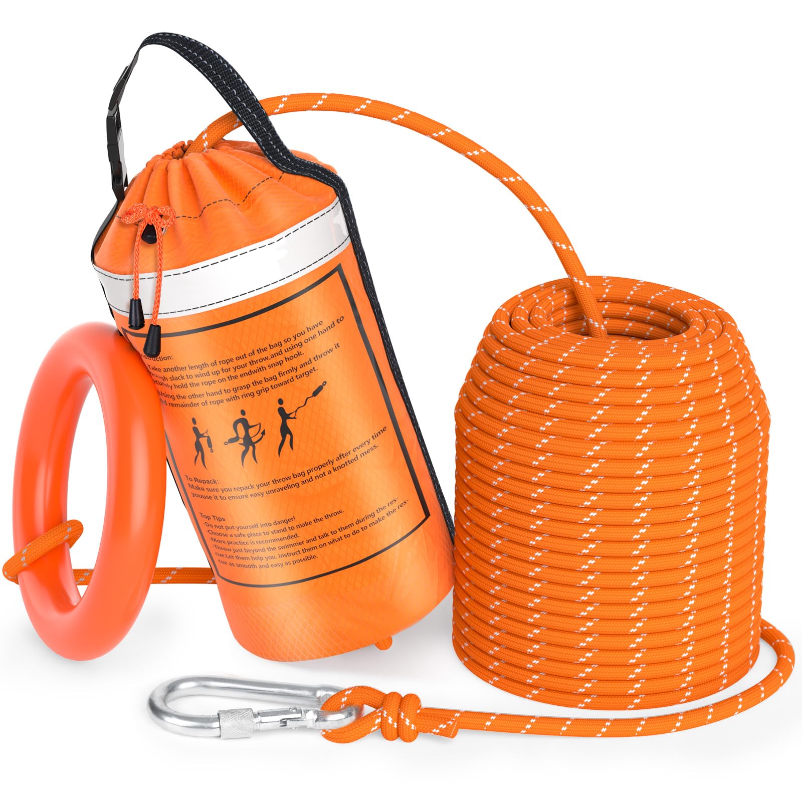 AnKun Water Rescue Throw Bag with 70FT Length of Rope in 3/10In Tensile Strength Rated to 1844lbs, Emergency Rescue Rope for Kayaking, Boating, Fishing, Rafting, High Visibility Safety Equipment