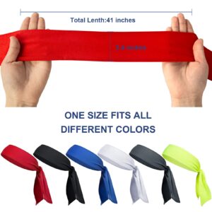 6 Pack Head Tie Headbands for Men,Athletic Sweatbands for Men Women(Multicolor)