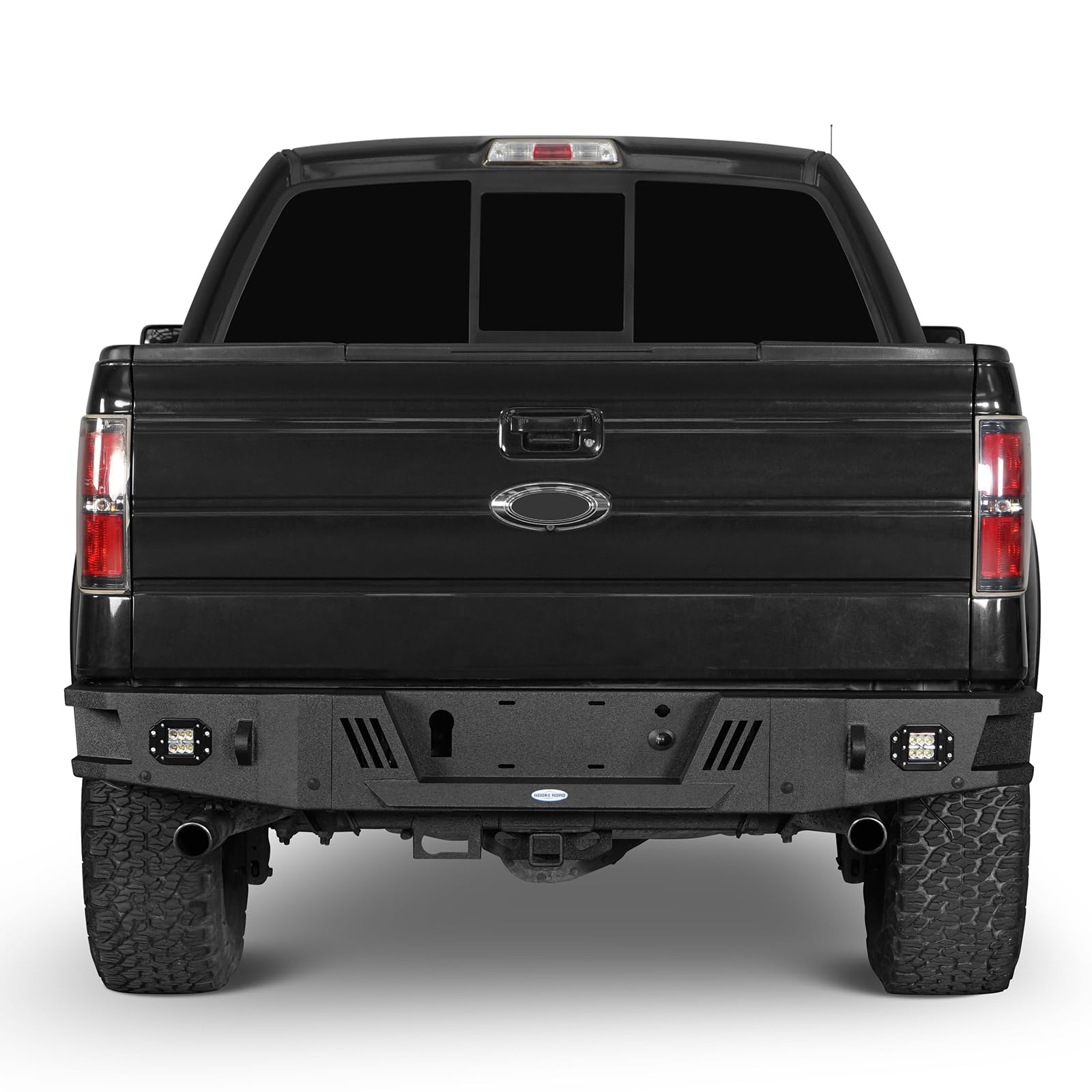 Hooke Road for Ford F150 09-14 Steel Front Winch Bumper + Rear Bumper Compatible with F-150 2009 2010 2011 2012 2013 2014 (Excluding Raptor) Pickup Truck