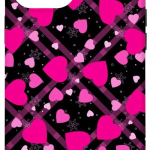 iPhone 12 Pro Max Valentines Day Hearts Love Pattern With Pink Plaid Case