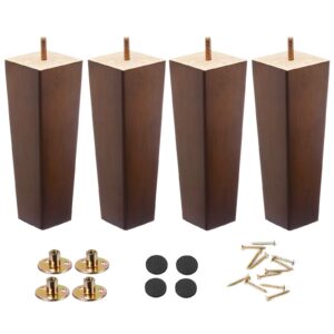 wood furniture legs 8 inch sofa legs pack of 4,couch legs square brown,mid century desk legs,sofa replacement parts, for dresser legs sideboard recliner couch circle chair couch riser coffee table