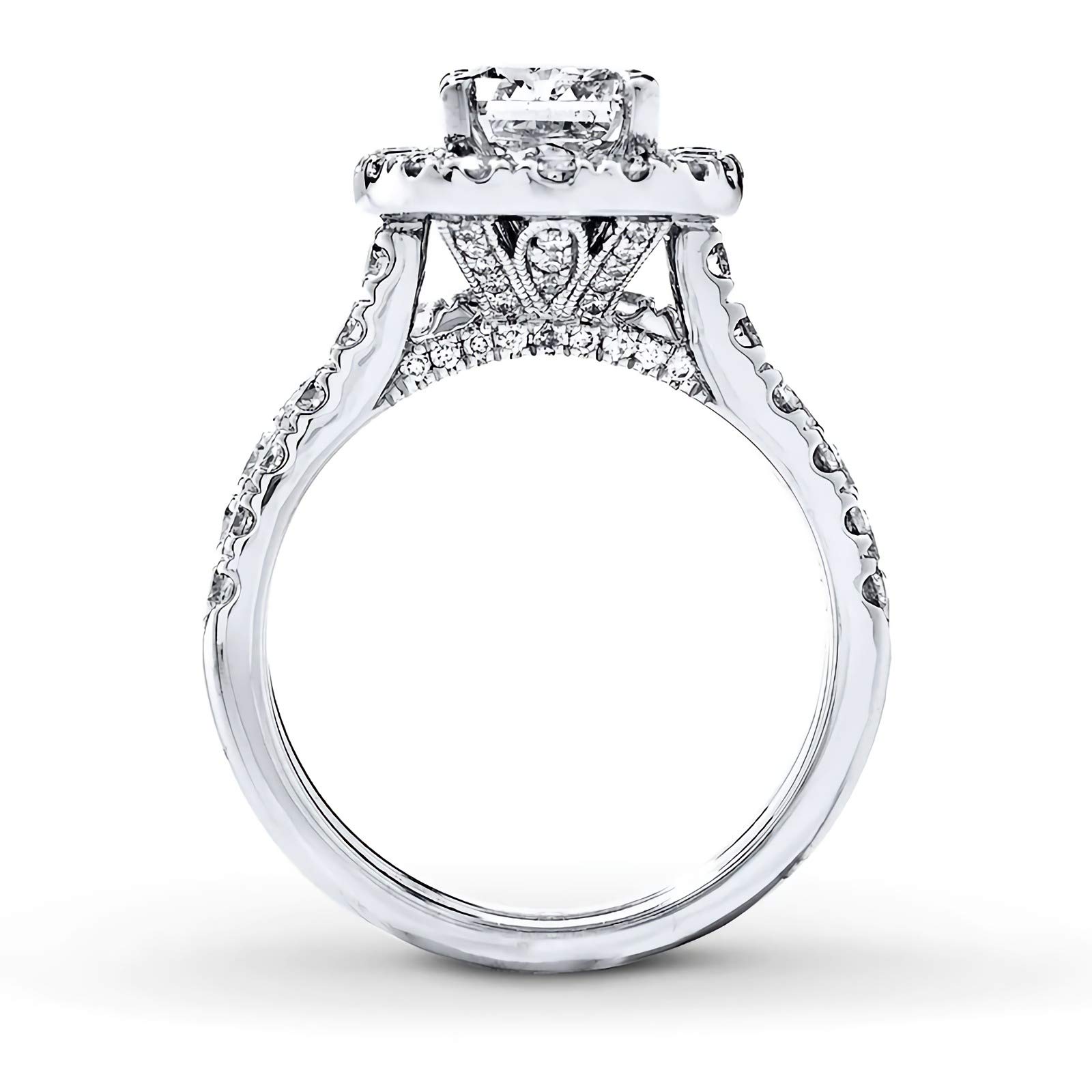 Bridal Set 3-1/3 CT Radiant Cut Moissanite Engagement Rings for Women Platinum Plated Silver Size 6.5