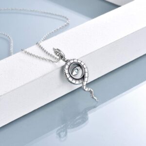 YAFEINI Snake Necklace Sterling Silver Evil Eye Snake Pendant Necklace Christmas Snake Jewelry Gifts For Women Mom