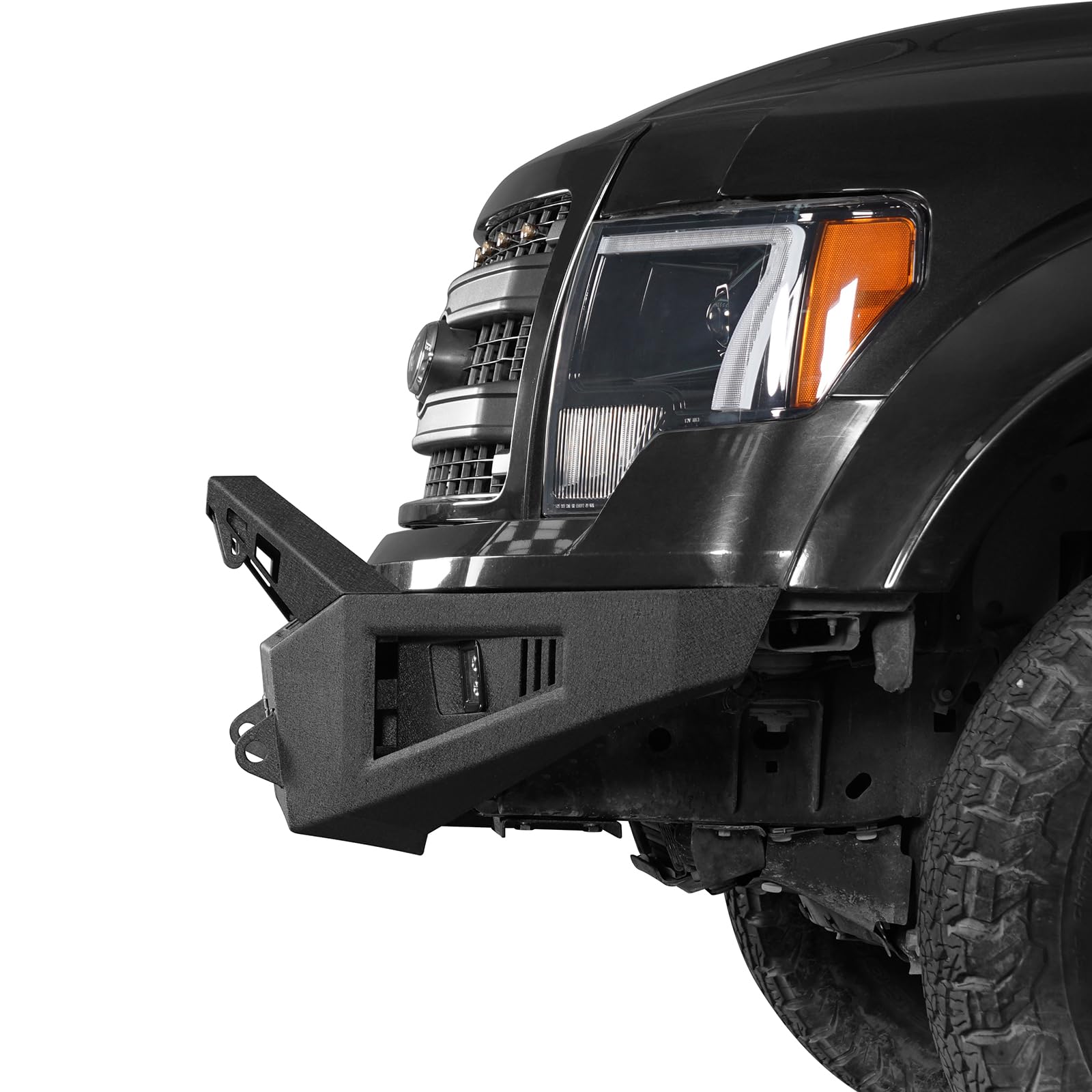 Hooke Road for Ford F150 09-14 Steel Front Winch Bumper + Rear Bumper Compatible with F-150 2009 2010 2011 2012 2013 2014 (Excluding Raptor) Pickup Truck