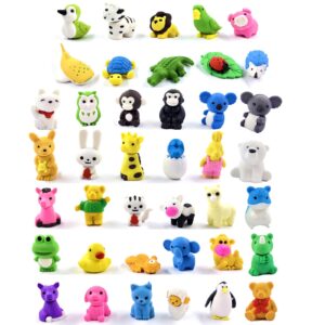 animal erasers desk pet 40 pack 3d animal erasers for kids cute fun puzzle erasers for students school supplies prize gifts party favors