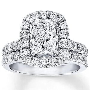 9bridal set 3-1/3 ct radiant cut moissanite engagement rings for women platinum plated silver size 9