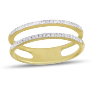 belantina 1/6 carat diamond double row band ring for women in 14k yellow gold (h-i, i1-i2, cttw) size 7