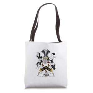 tallis coat of arms - family crest tote bag