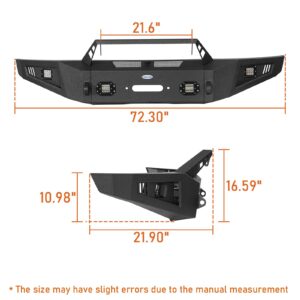 Hooke Road for Ford F150 09-14 Steel Front Winch Bumper + Rear Bumper Compatible with F-150 2009 2010 2011 2012 2013 2014 (Excluding Raptor) Pickup Truck