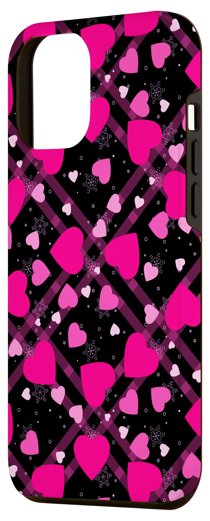 iPhone 12 Pro Max Valentines Day Hearts Love Pattern With Pink Plaid Case