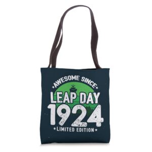 awesome since 1924 - leap day baby - leap year birthday tote bag