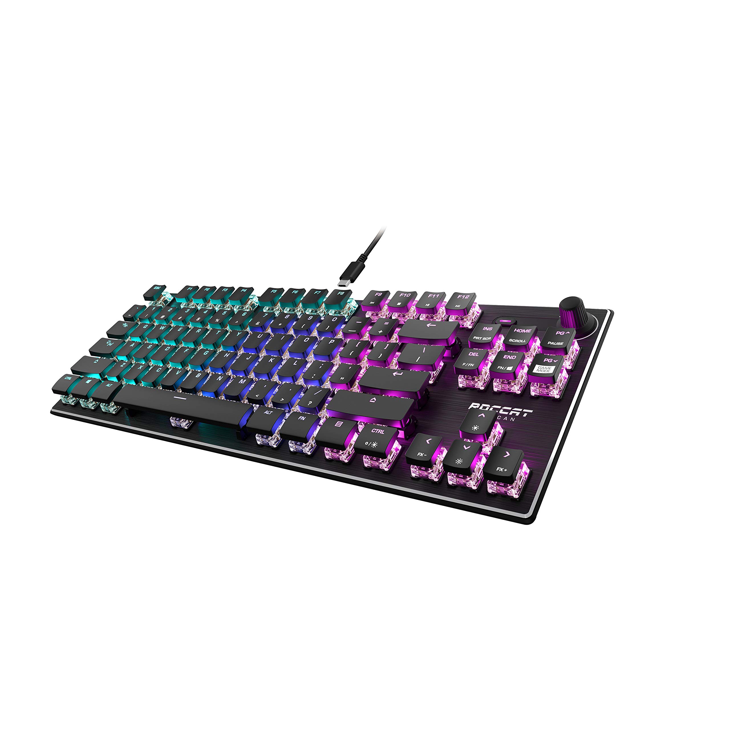 ROCCAT Vulcan TKL Mechanical PC Tactile Gaming Keyboard, Compact, Tenkeyless, Titan Switch Optical, RGB AIMO Lighting, Anodized Aluminum Top Plate, Detachable USB-C Cable, Low Profile Design, Black