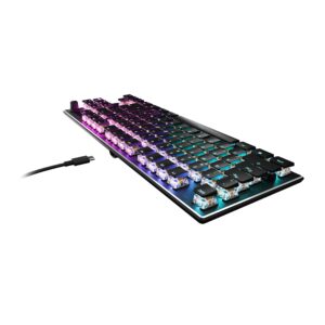 ROCCAT Vulcan TKL Mechanical PC Tactile Gaming Keyboard, Compact, Tenkeyless, Titan Switch Optical, RGB AIMO Lighting, Anodized Aluminum Top Plate, Detachable USB-C Cable, Low Profile Design, Black