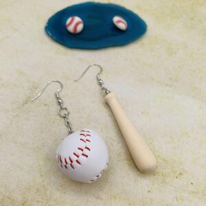 Baseball Earrings for Women - Baseball Jewelry for Moms - Baseball Mom Accessories (Bat & Ball)