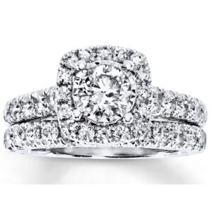 ahtamos bridal set 2 ct tw round-cut moissanite engagement rings for women silver size 5.5