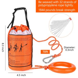 AnKun Water Rescue Throw Bag with 70FT Length of Rope in 3/10In Tensile Strength Rated to 1844lbs, Emergency Rescue Rope for Kayaking, Boating, Fishing, Rafting, High Visibility Safety Equipment