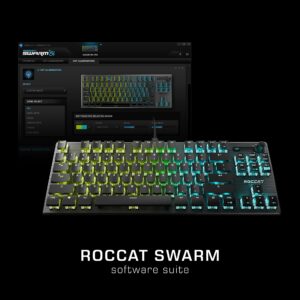 ROCCAT Vulcan TKL Mechanical PC Tactile Gaming Keyboard, Compact, Tenkeyless, Titan Switch Optical, RGB AIMO Lighting, Anodized Aluminum Top Plate, Detachable USB-C Cable, Low Profile Design, Black