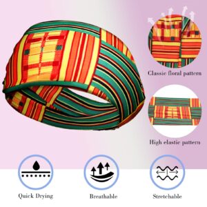 8 Pieces African Headband Stretchy Boho Print Hairband Yoga Running Sports Workout Head Grip Band Elastic Turban Headwrap Head Cloth for Women Girls Hair Accessories (Classic Pattern)