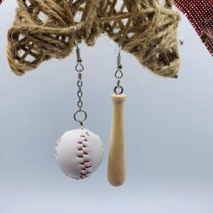 Baseball Earrings for Women - Baseball Jewelry for Moms - Baseball Mom Accessories (Bat & Ball)