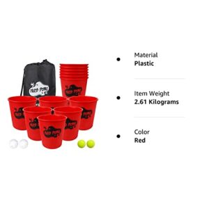 Juegoal Yard Pong, Outdoor Giant Yard Games Set for Adults and Kids, with 12 Buckets and 4 Balls, Toss Game Throwing Outside Family Game for Beach, Camping, Lawn and Backyard