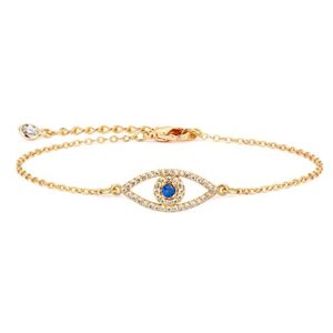 mtmy evil eye bracelet for women 14k gold plated dainty bracelets with crystcal adjustable chain cute eye bracelet gold jewelry for her