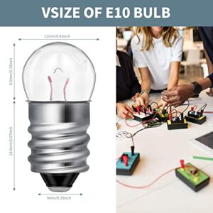 Honoson 20 Pieces E10 Miniature Screw Light Bulbs Replacement E10 Mini Bulb for Physical Electrical Experiment Screw Base Indicator Light Incandescent Bulb (3.8V, 0.3A)