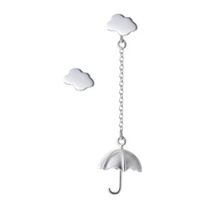 cute cloud umbrella sterling silver small stud earrings for women hypoallergenic nickel free for piercing ear huggie asymmetrical dangle studs earring personalized unique jewelry