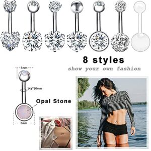 PunkTracker 16Pcs Belly Button Rings Surgical Steel Belly Ring Navel Rings Belly Piercing Naval Piercing Jewelry