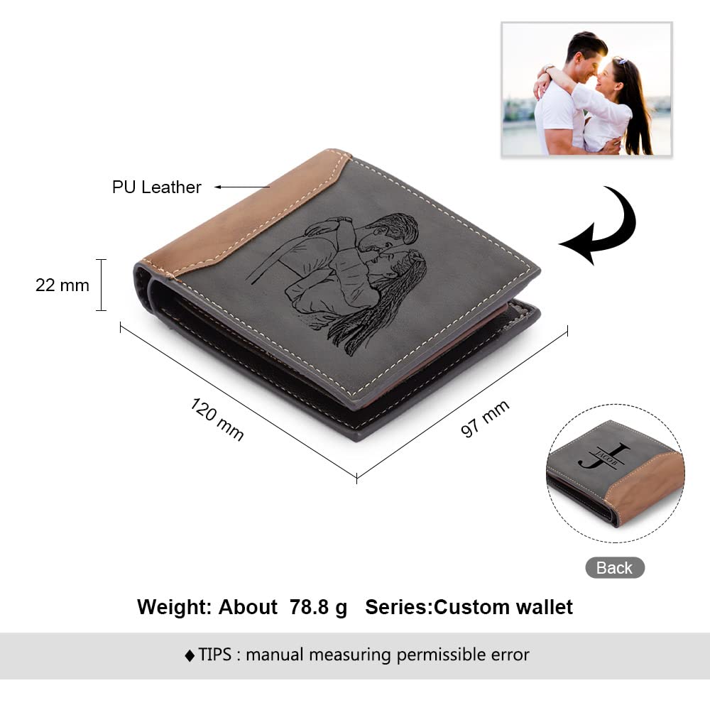 Lovejewelry Customized Wallets for Men Engraved Leather Photo Wallet for Dad Son (style 5)