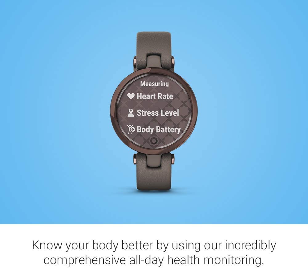 Garmin Lily™, Small Smartwatch with Touchscreen and Patterned Lens,Heart Rate Monitor Dark Bronze