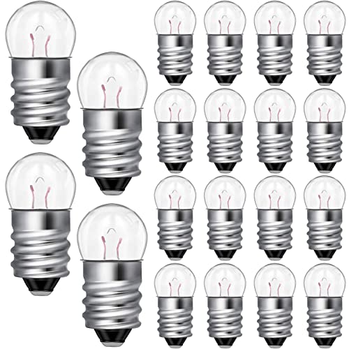 Honoson 20 Pieces E10 Miniature Screw Light Bulbs Replacement E10 Mini Bulb for Physical Electrical Experiment Screw Base Indicator Light Incandescent Bulb (3.8V, 0.3A)