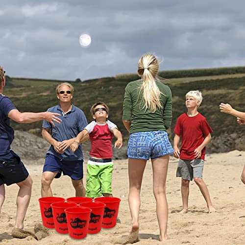 Juegoal Yard Pong, Outdoor Giant Yard Games Set for Adults and Kids, with 12 Buckets and 4 Balls, Toss Game Throwing Outside Family Game for Beach, Camping, Lawn and Backyard