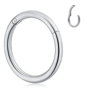 outerunner hypoallergenic nose ring hoop 2 piece gitanium surgical steel nose hoop 20g 18g 16g 14g (6mm-14mm) perforated ring nasal cavity cartilage spiral tragus rook body piercing ring