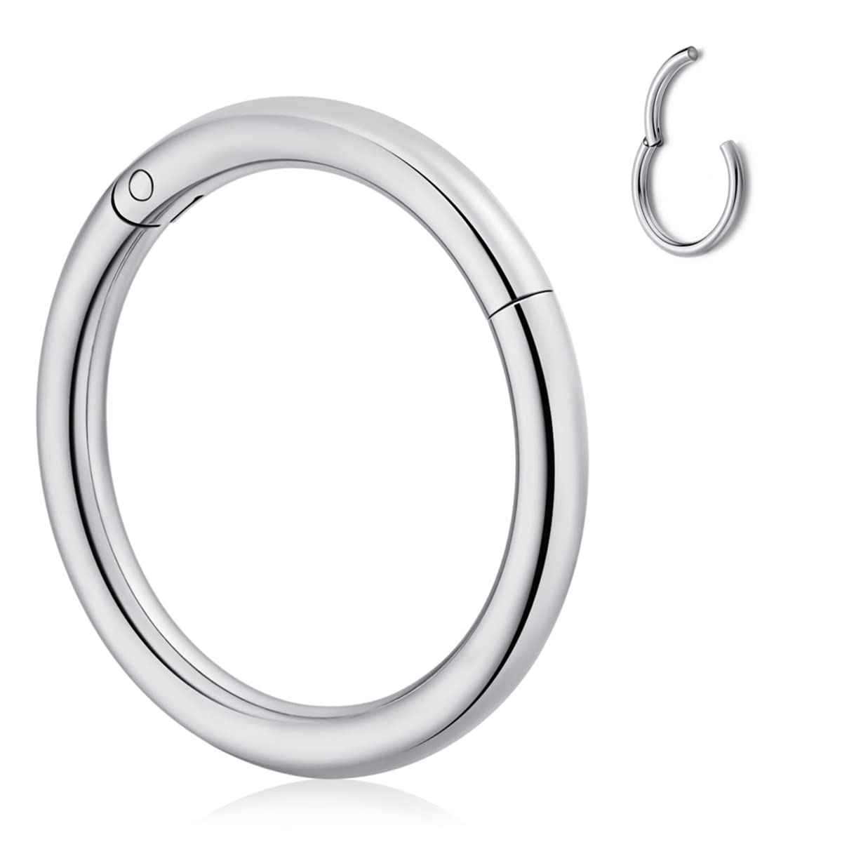 outerunner Hypoallergenic Nose Ring Hoop 2 Piece Gitanium Surgical Steel Nose Hoop 20G 18G 16G 14G (6mm-14mm) Perforated Ring Nasal Cavity Cartilage Spiral Tragus Rook Body Piercing Ring