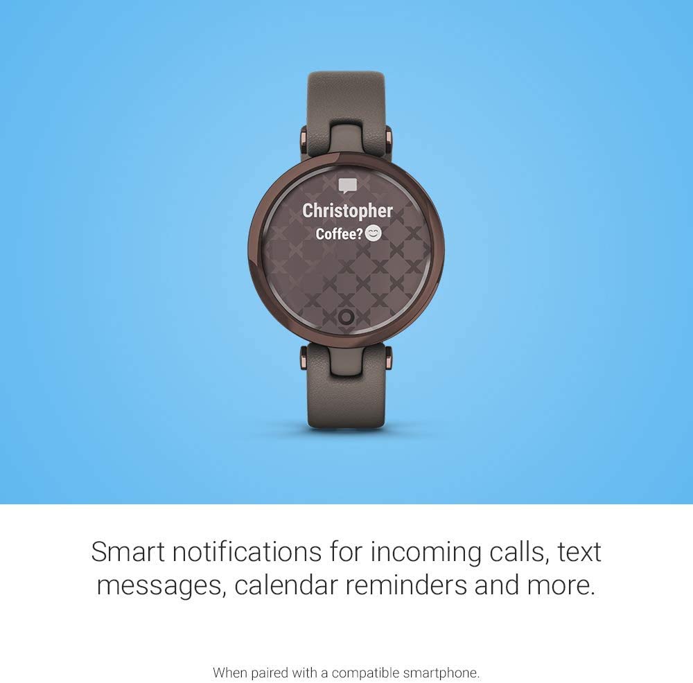 Garmin Lily™, Small Smartwatch with Touchscreen and Patterned Lens,Heart Rate Monitor Dark Bronze