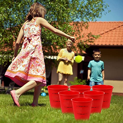 Juegoal Yard Pong, Outdoor Giant Yard Games Set for Adults and Kids, with 12 Buckets and 4 Balls, Toss Game Throwing Outside Family Game for Beach, Camping, Lawn and Backyard