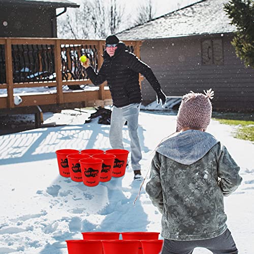 Juegoal Yard Pong, Outdoor Giant Yard Games Set for Adults and Kids, with 12 Buckets and 4 Balls, Toss Game Throwing Outside Family Game for Beach, Camping, Lawn and Backyard