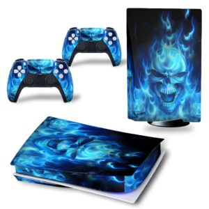 uushop skin sticker decal cover for ps5 cd disk edition console and controllers ghost flame